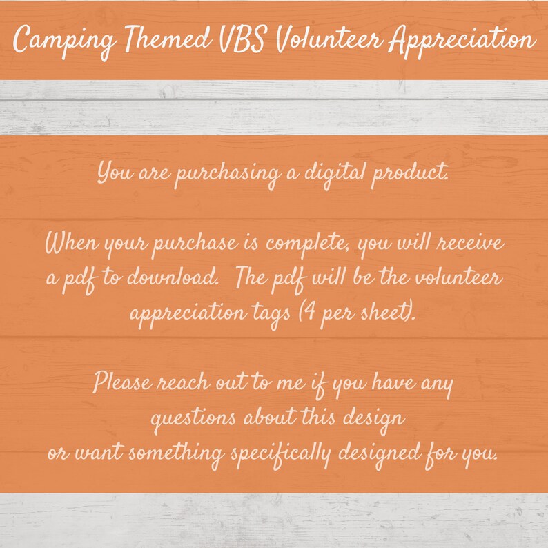 VBS Volunteer Appreciation Tags Camping/outdoor Themed | Vacation Bible ...