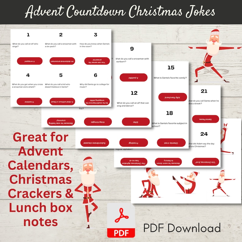 Christmas Jokes for Kids | Advent Calendar Jokes Printable | Christmas ...