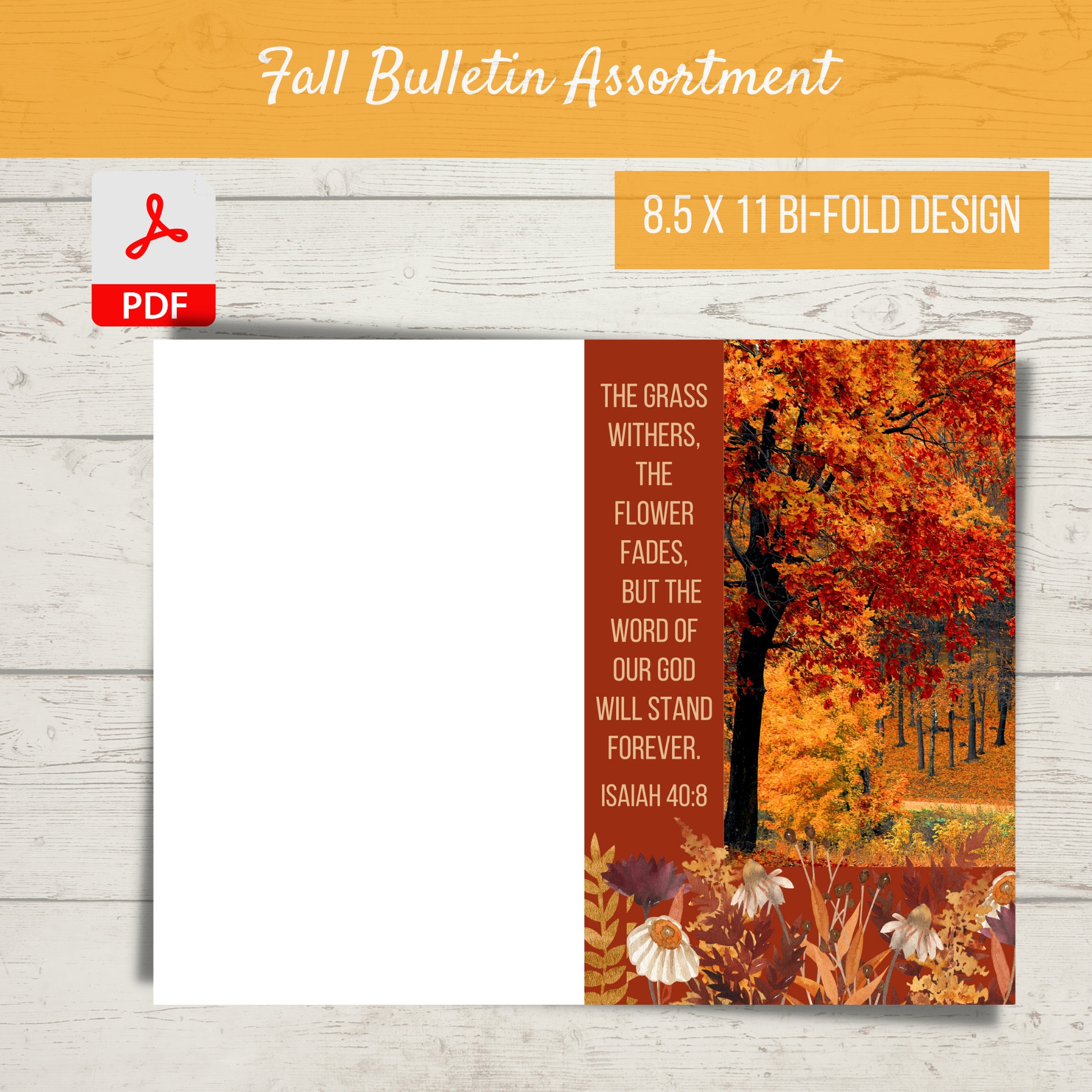 Fall Thanksgiving Church Bulletin Covers: Bi-fold Design (PDF) - Etsy