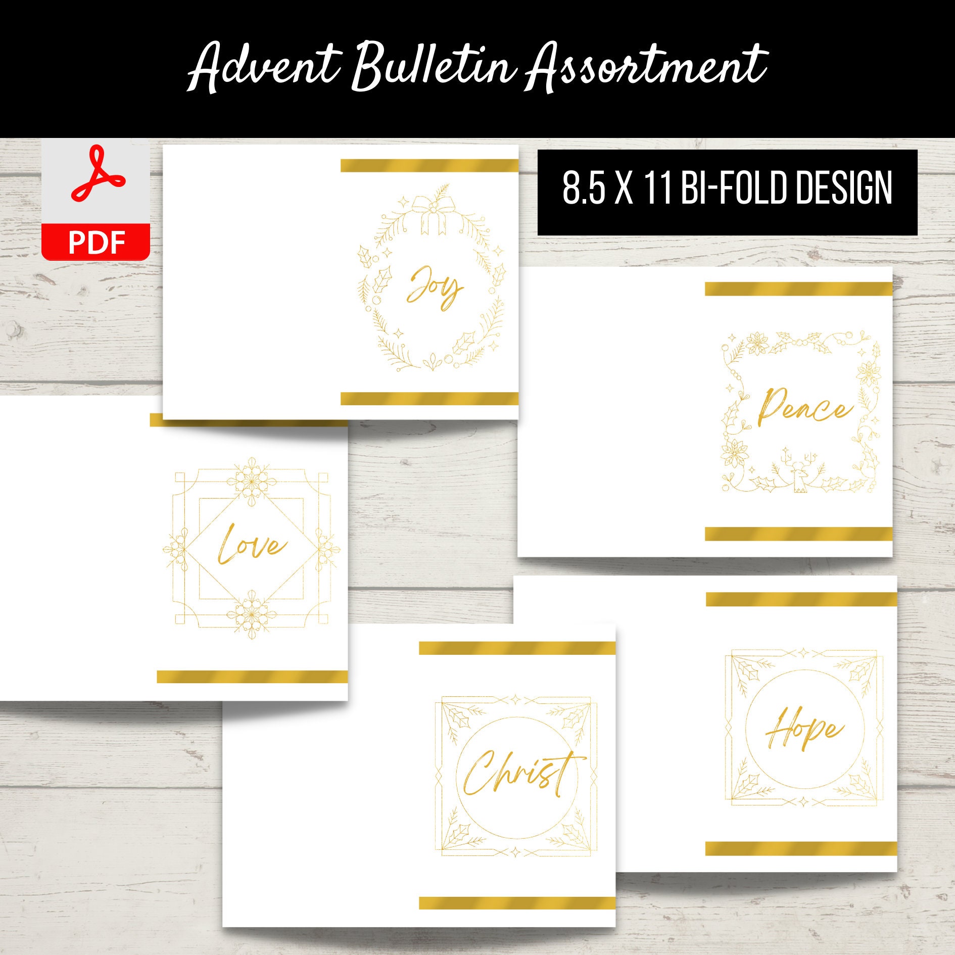 Advent Bulletin Covers | Advent Service Programs | Elegant White and ...