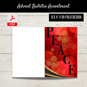 Advent Bulletin Covers | Red & Black, Hope, Joy, Peace, Love - Etsy