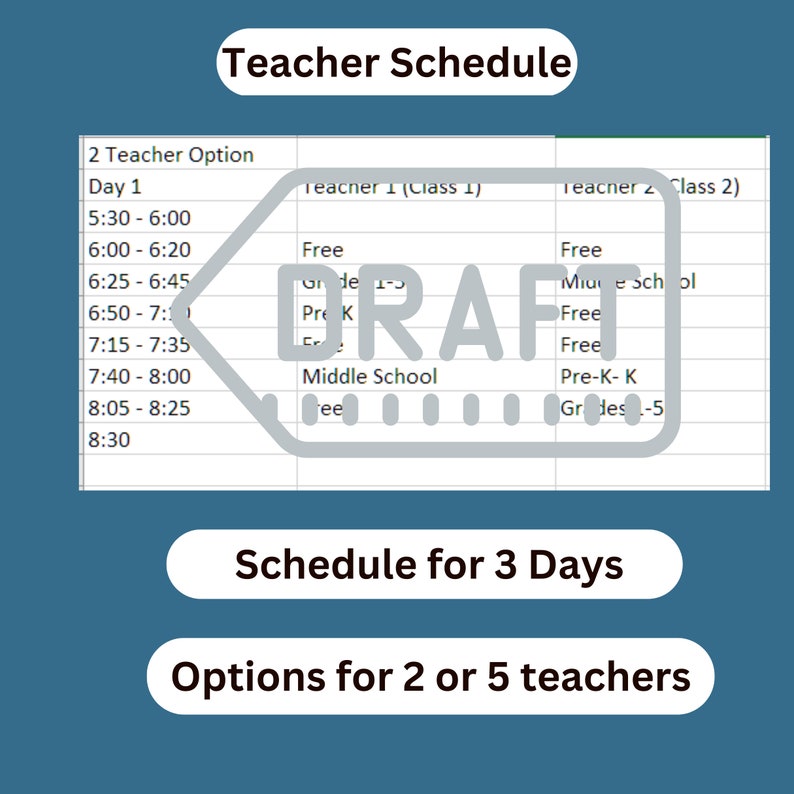 Vacation Bible School 3 Day/5 Class Schedule - Etsy