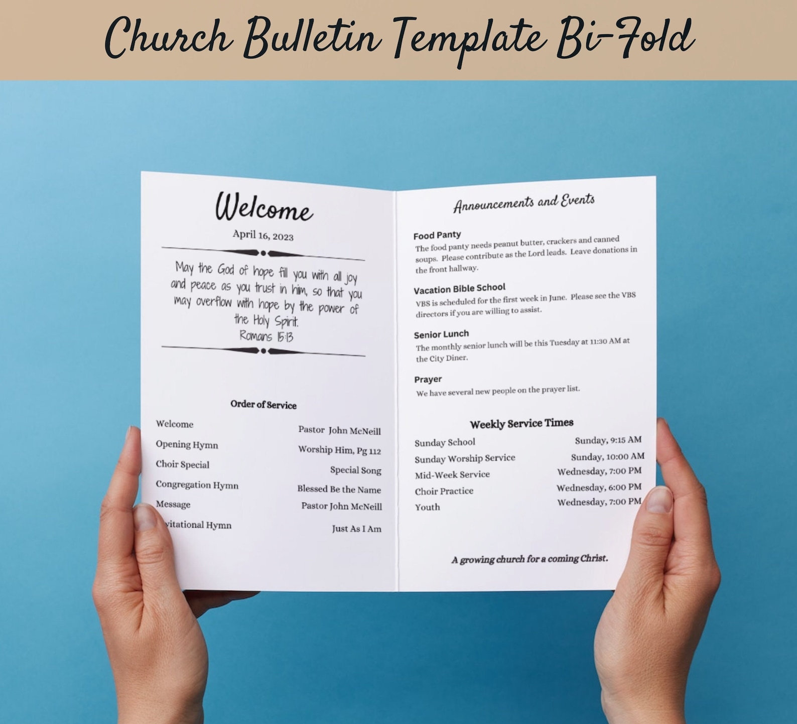 Welcome Church Bulletin Template | Bi-fold Design | Edit in Canva - Etsy