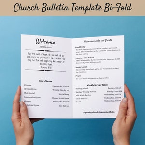 Welcome Church Bulletin Template | Bi-fold Design | Edit in Canva - Etsy