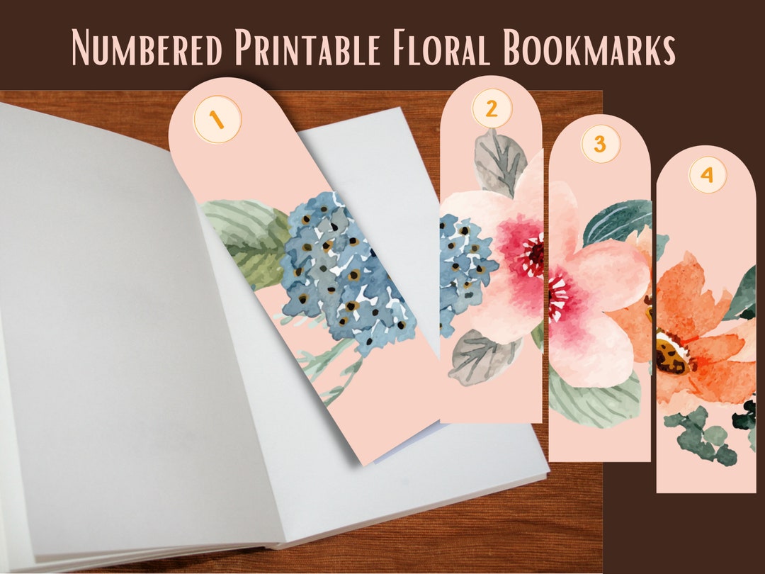 Printable Bookmarks | Numbered Bookmarks | Floral Pastel PDF - Etsy