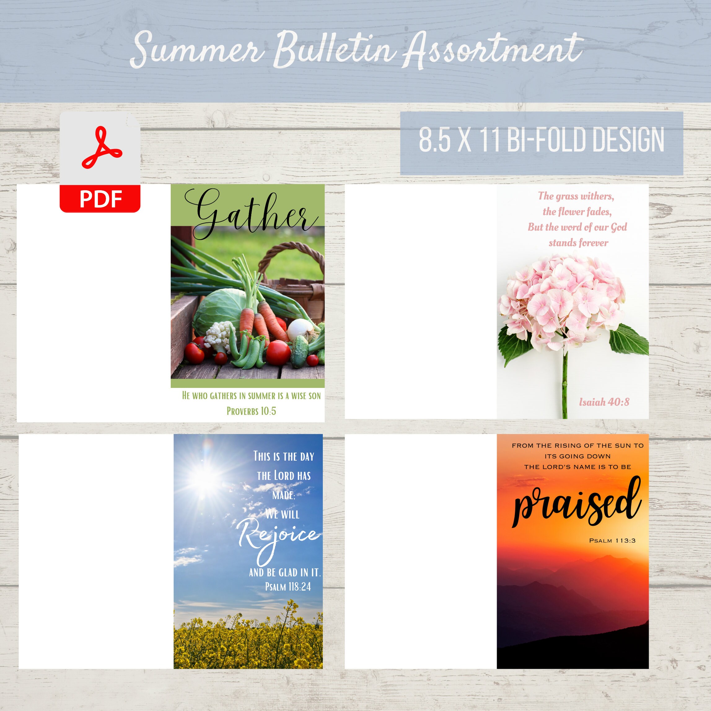 Church Bulletin Covers | Bi-fold Design | PDF | Summer Flowers Sun ...
