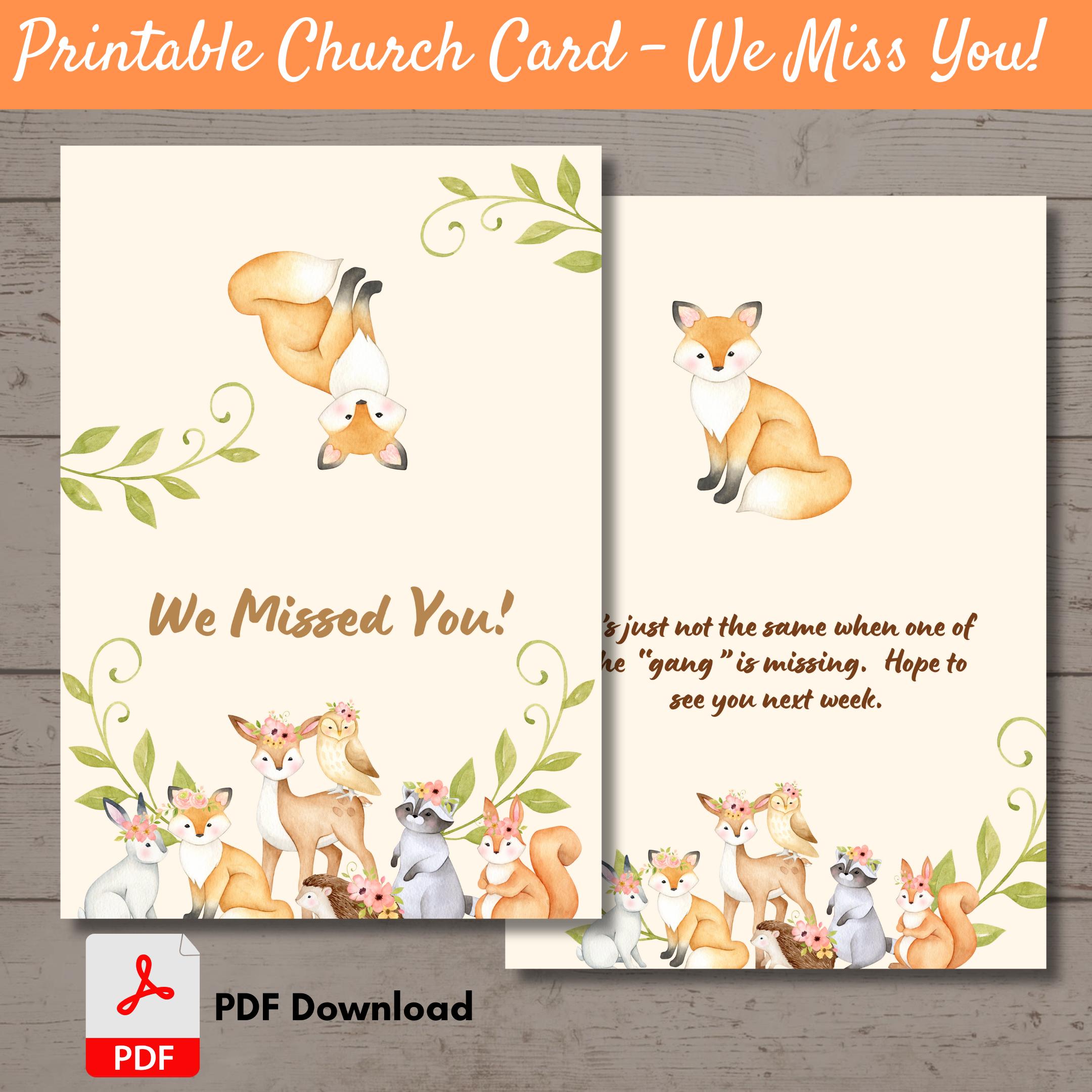 Printable We Miss You Card | Kid Miss You Card | Sunday School Church ...