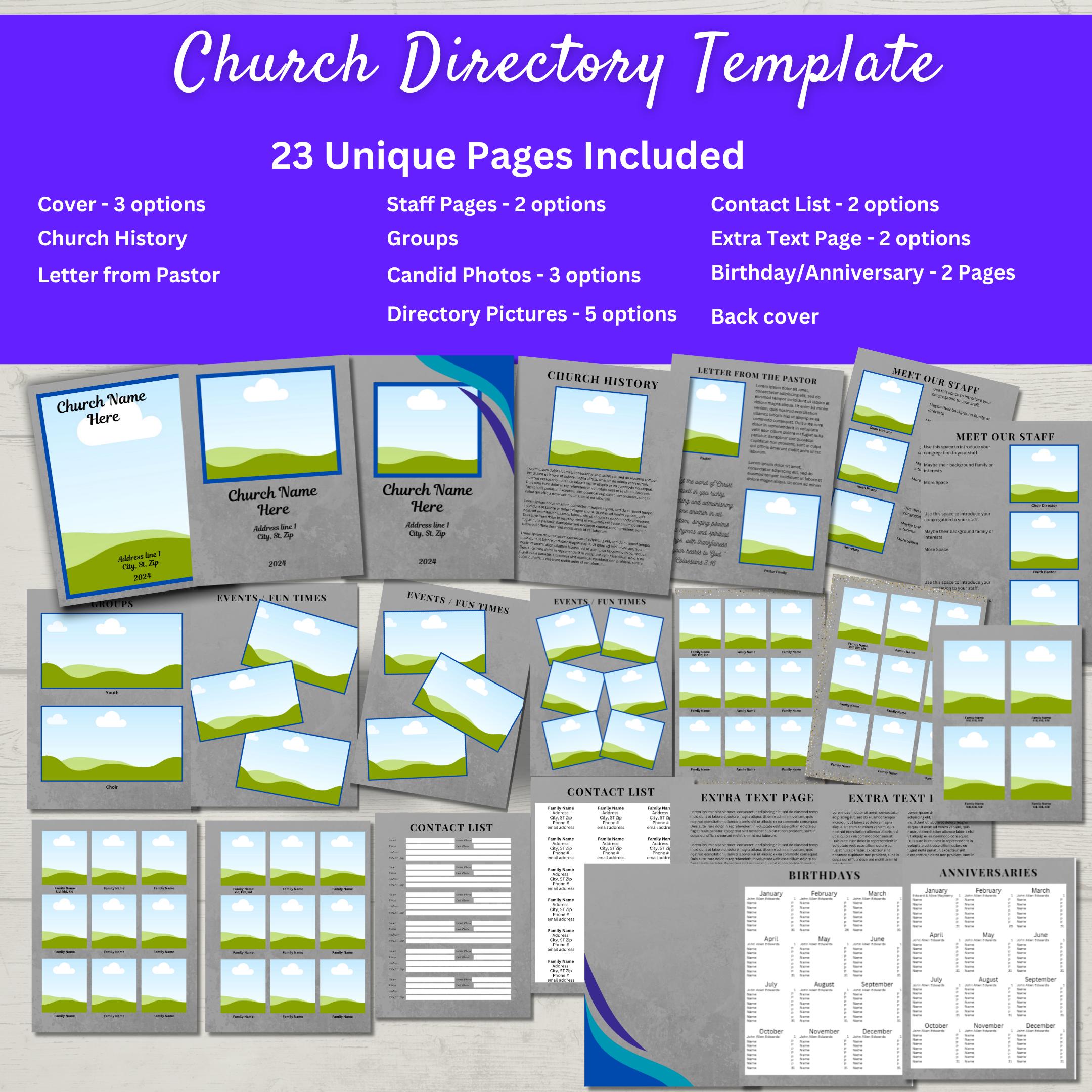 Church Directory Template Gray Background - Canva - Customize - 8 1/2 X ...