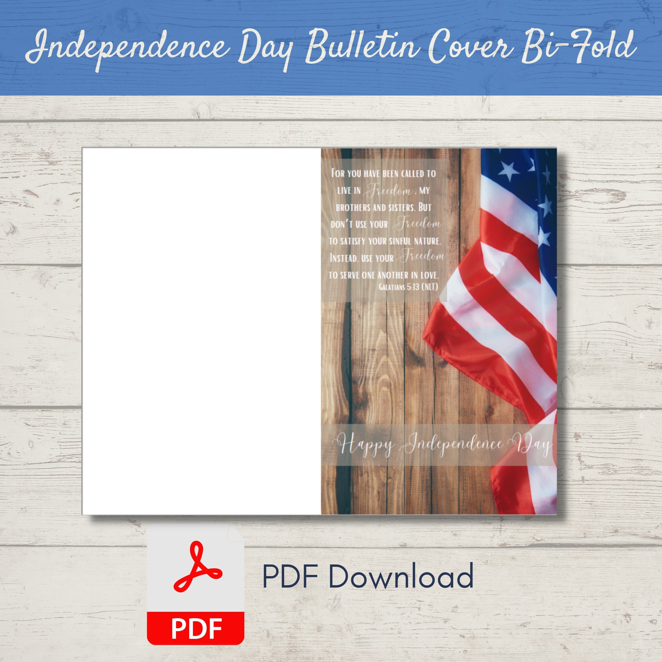 Independence Day Bulletin Cover | Bi-fold Design | PDF | July 4th ...