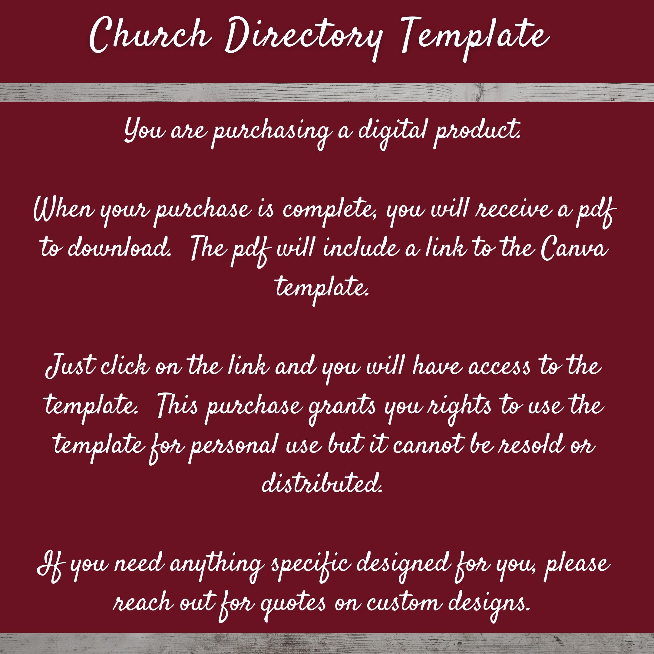 Church Directory Template - Canva - Customize - 8 1/2 X 11 - Membership ...