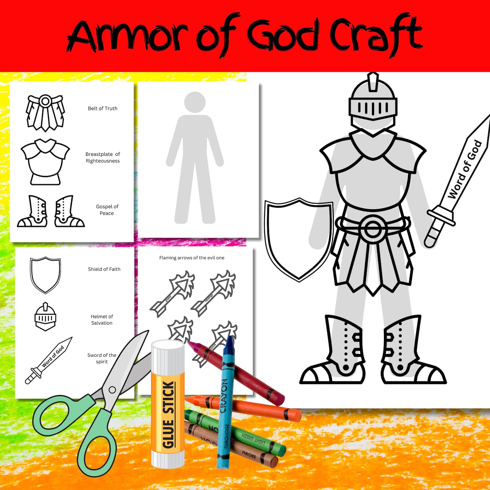 Armor of God Craft | Sunday School Printable (instant Download) - Etsy
