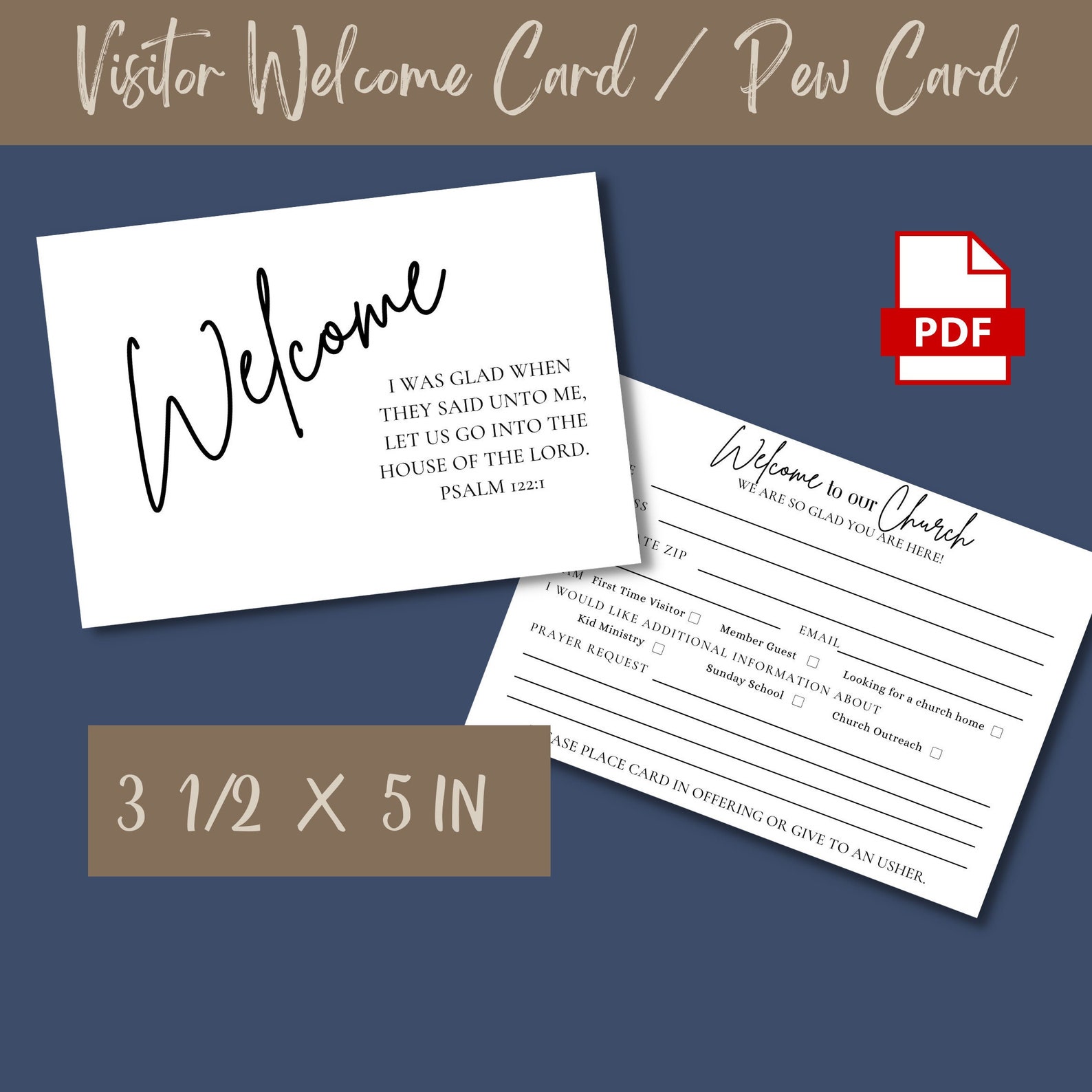 Church Welcome Card | Visitor Information Card | Pew Card | Connection ...