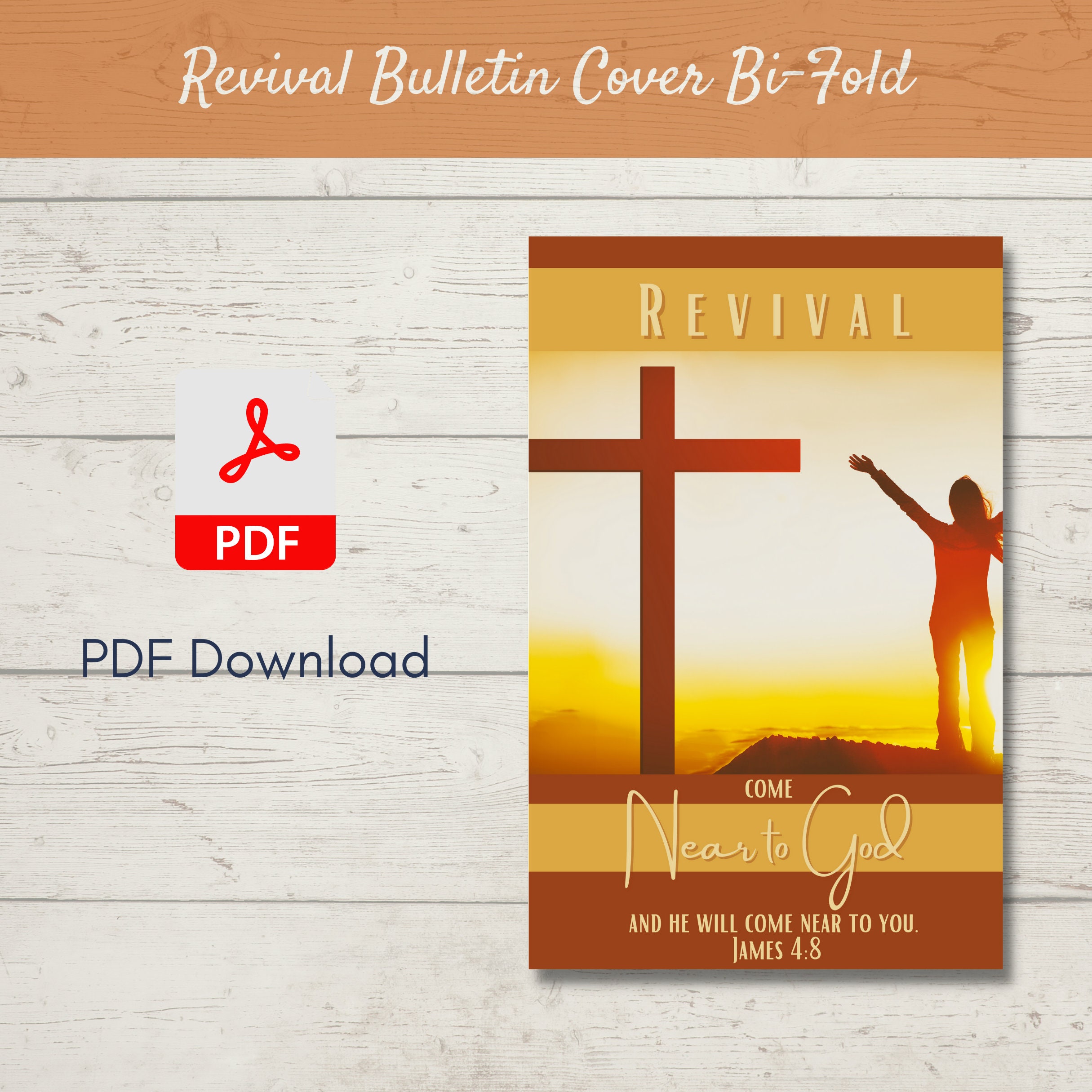 Church Revival Bulletin Cover | Bi-fold Design | PDF | Come Near to God ...