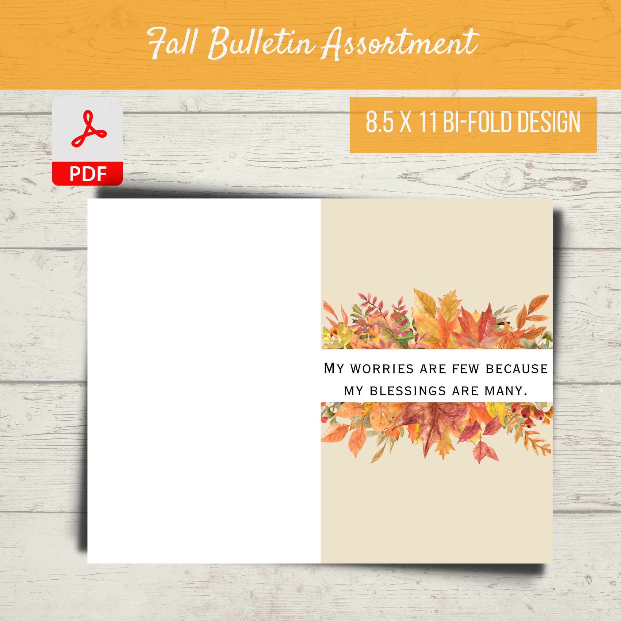 Fall Thanksgiving Church Bulletin Covers: Bi-fold Design (PDF) - Etsy