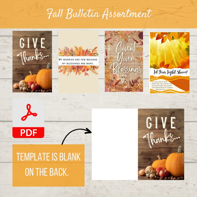 Fall Thanksgiving Church Bulletin Covers: Bi-fold Design (PDF) - Etsy