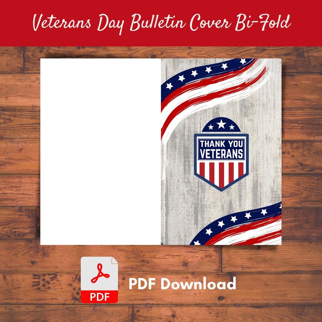 Veterans Day Bulletin Cover Veterans Program Flyer Bi-fold Design PDF ...