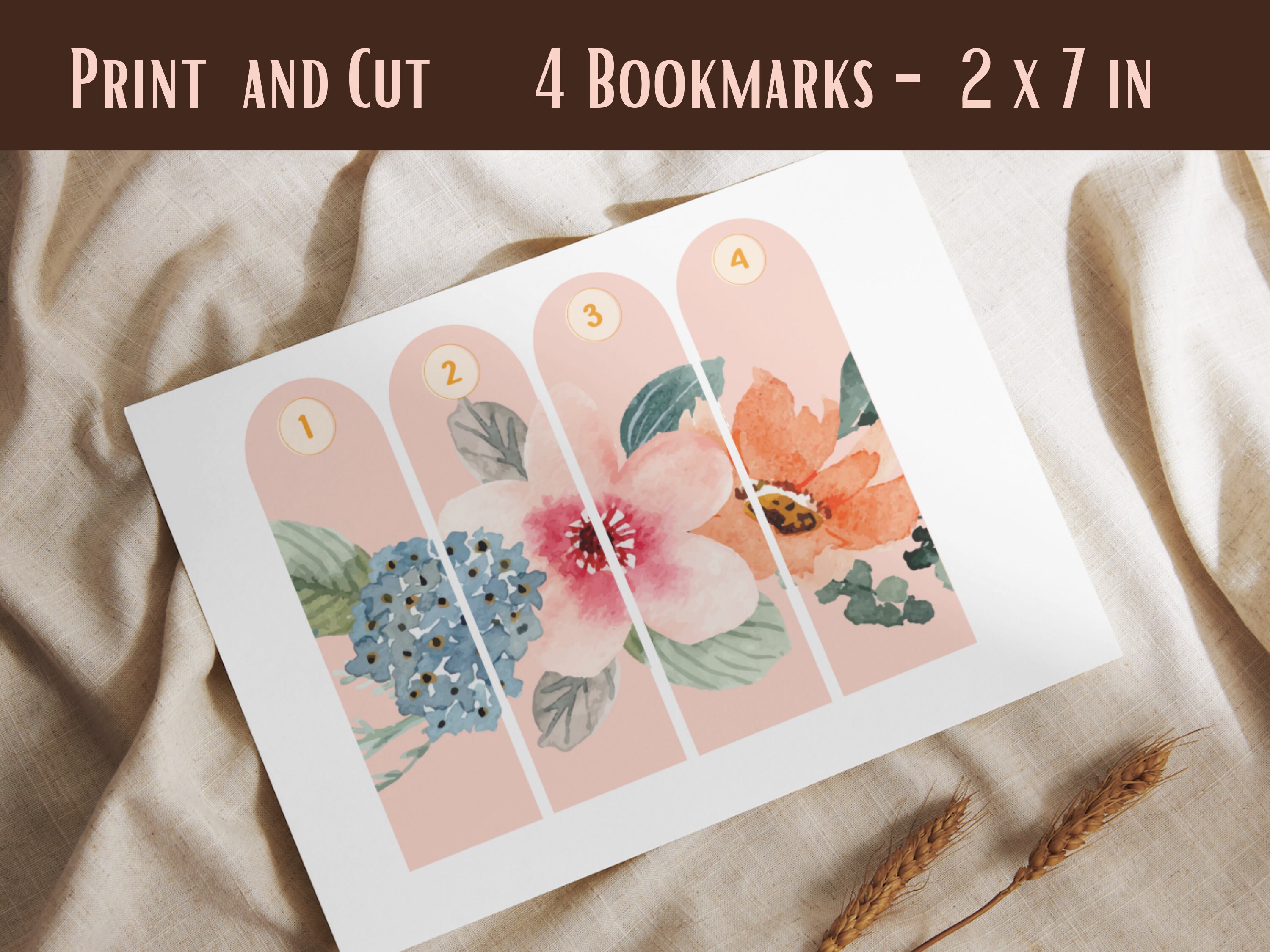 Printable Bookmarks Numbered Bookmarks Floral Pastel PDF - Etsy