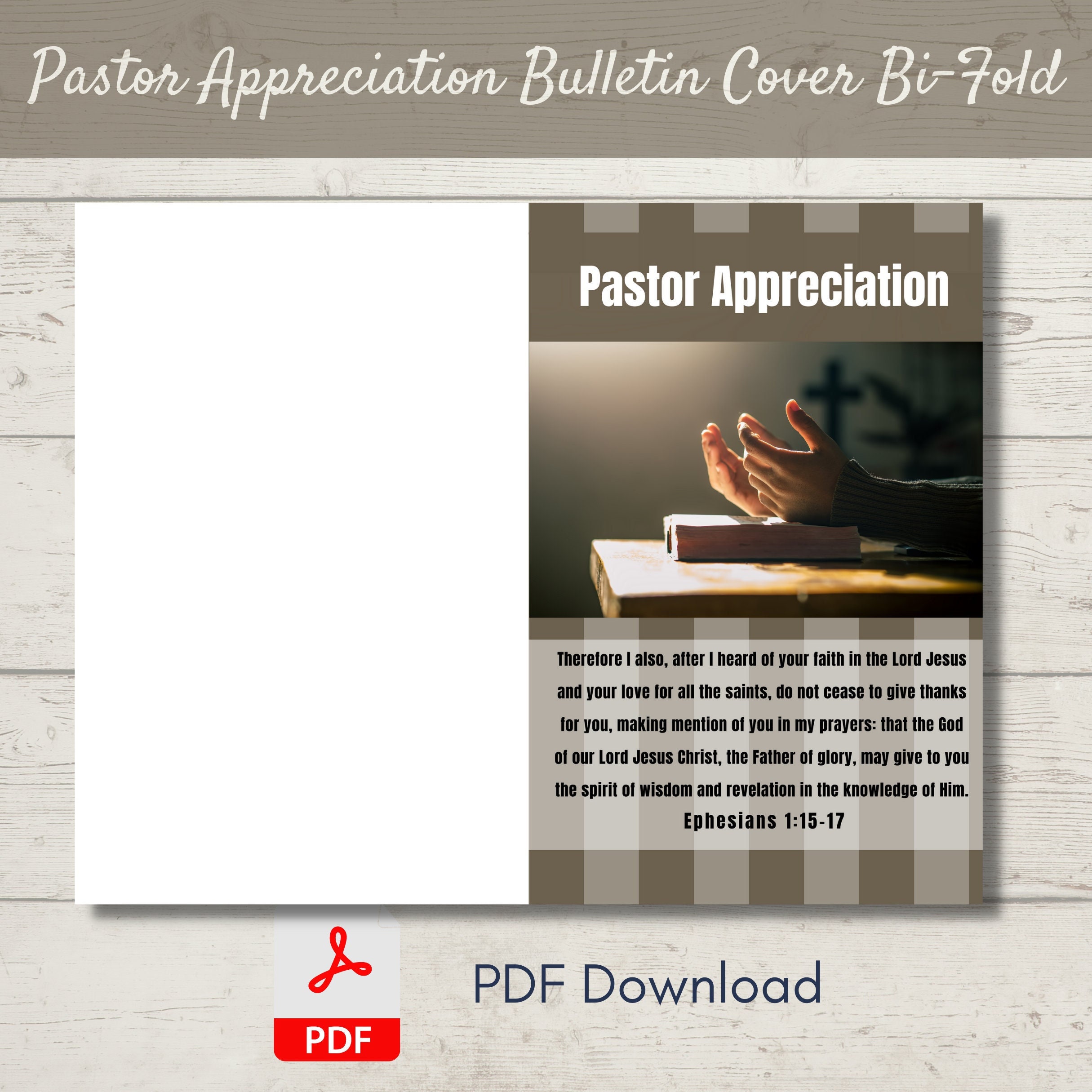 Pastor Appreciation Church Bulletin Cover | Bi-fold Design | PDF ...