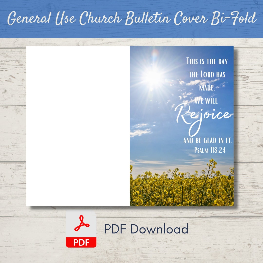 General Use Church Bulletin Cover | Bi-fold Design | PDF | Rejoice - Etsy