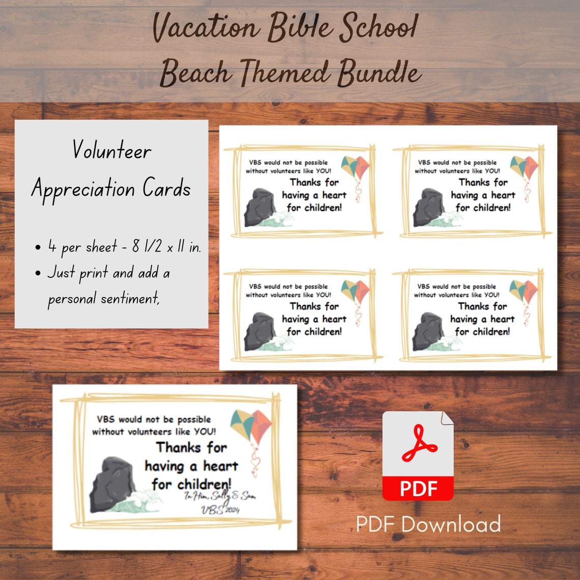 Vacation Bible School - Beach Themed Bundle - Name Tag, Completion ...