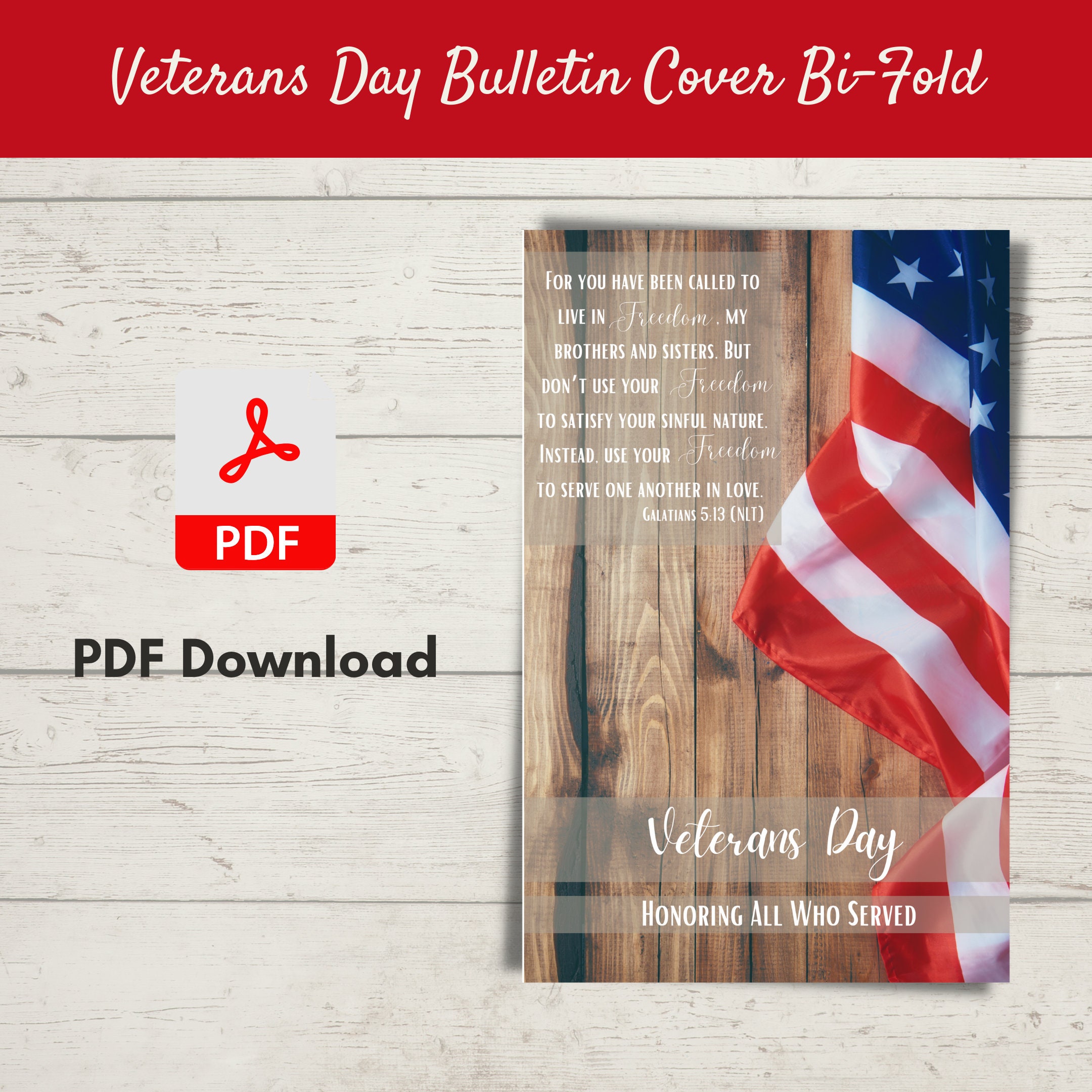Veterans Day Bulletin Cover | Bi-fold Design | PDF - Etsy