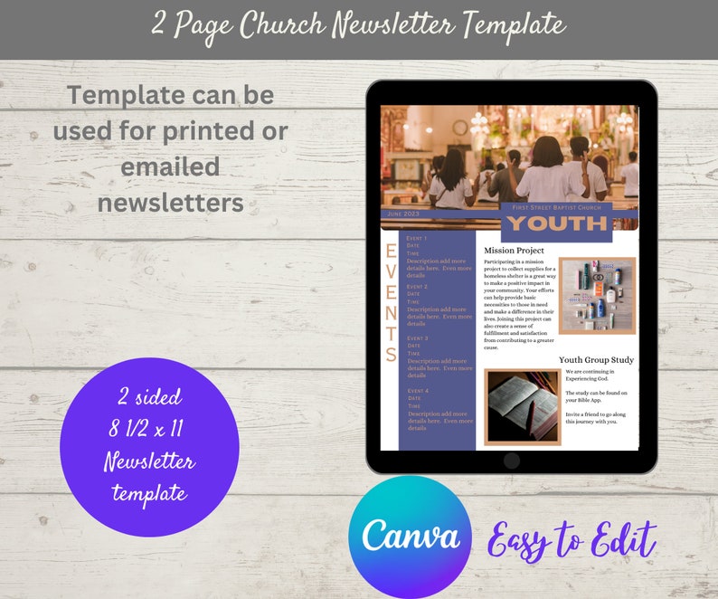 Church Newsletter Template, Email Newsletter, Canva Template, Church ...