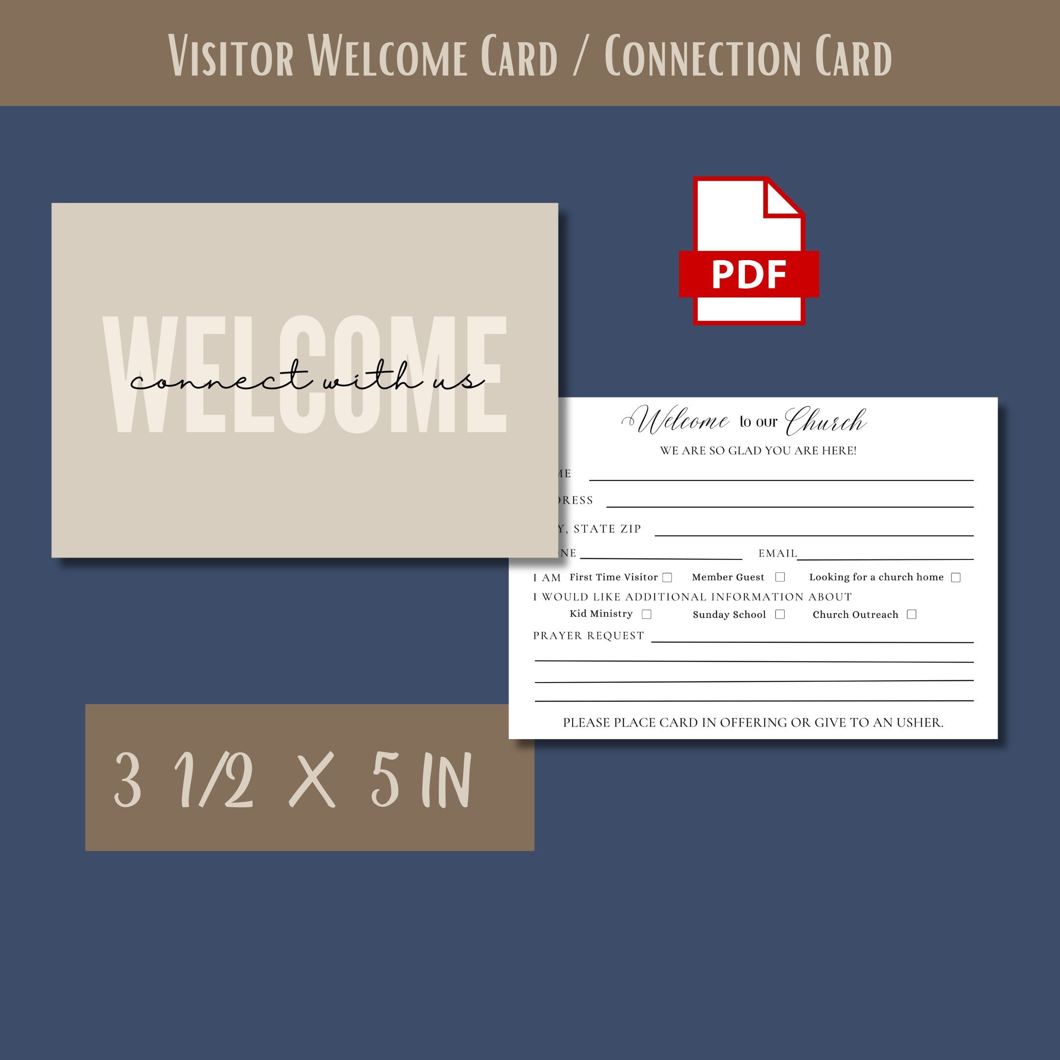 Church Welcome Card | Visitor Information Card | Pew Card | Connection ...