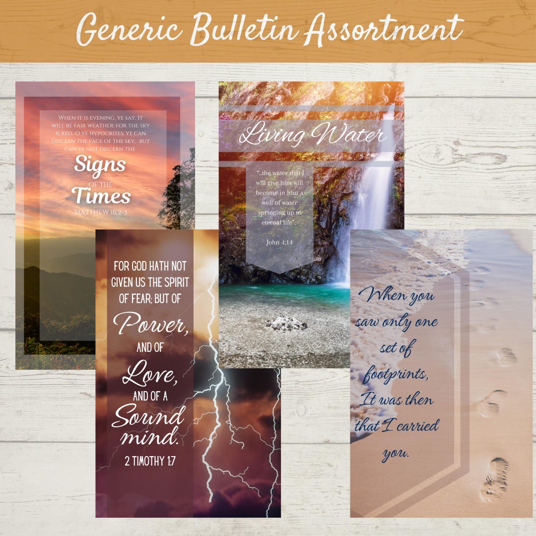 Church Bulletin Cover Set of 4 | Bi-fold Design | PDF | Generic Nature ...