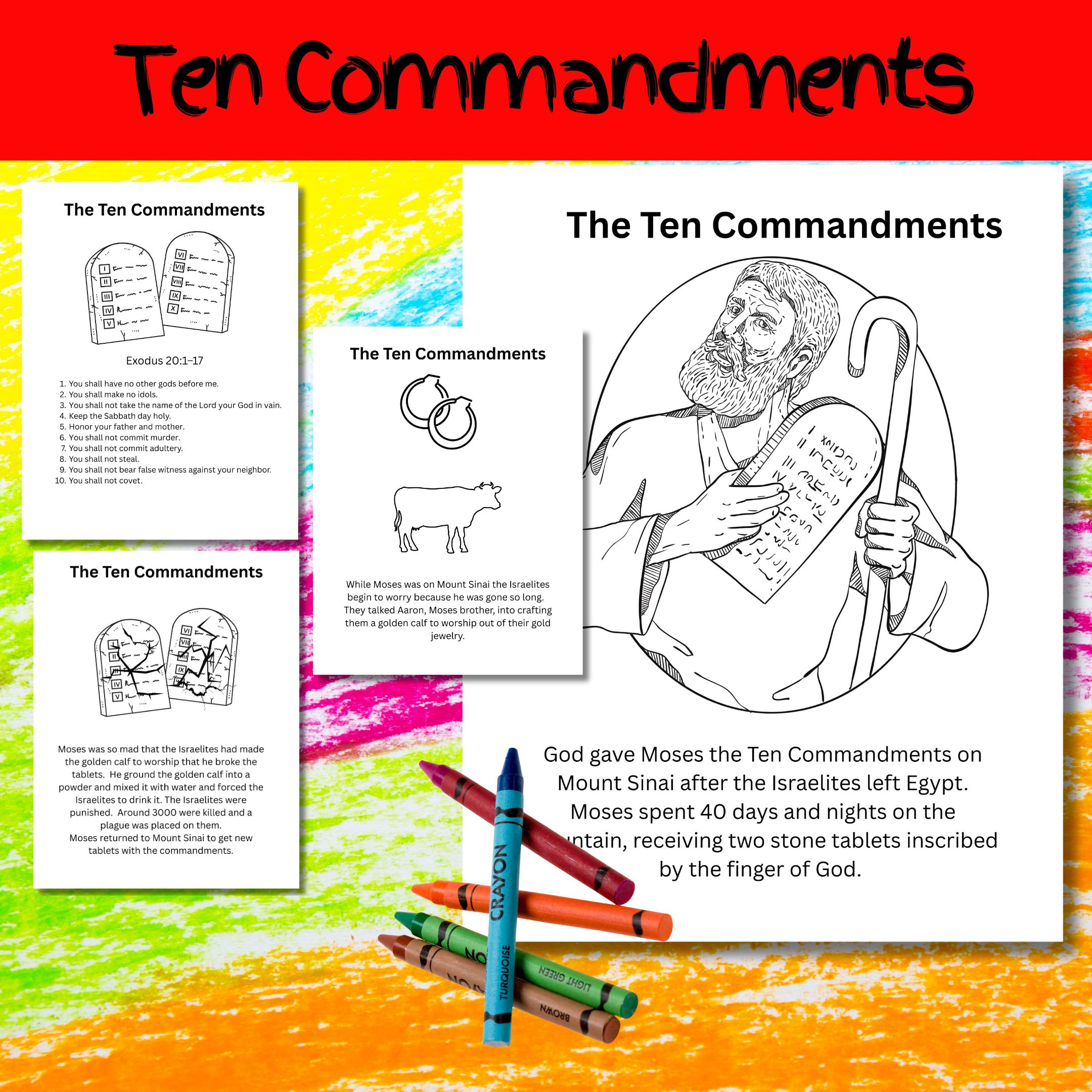 The Ten Commandments | Sunday School Printable | Story and Coloring ...