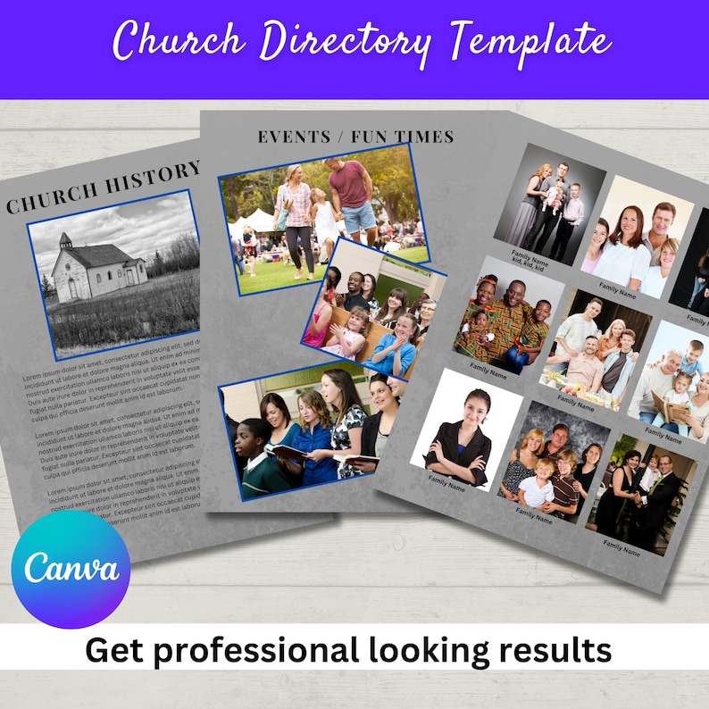 Church Directory Template Gray Background - Canva - Customize - 8 1/2 X ...