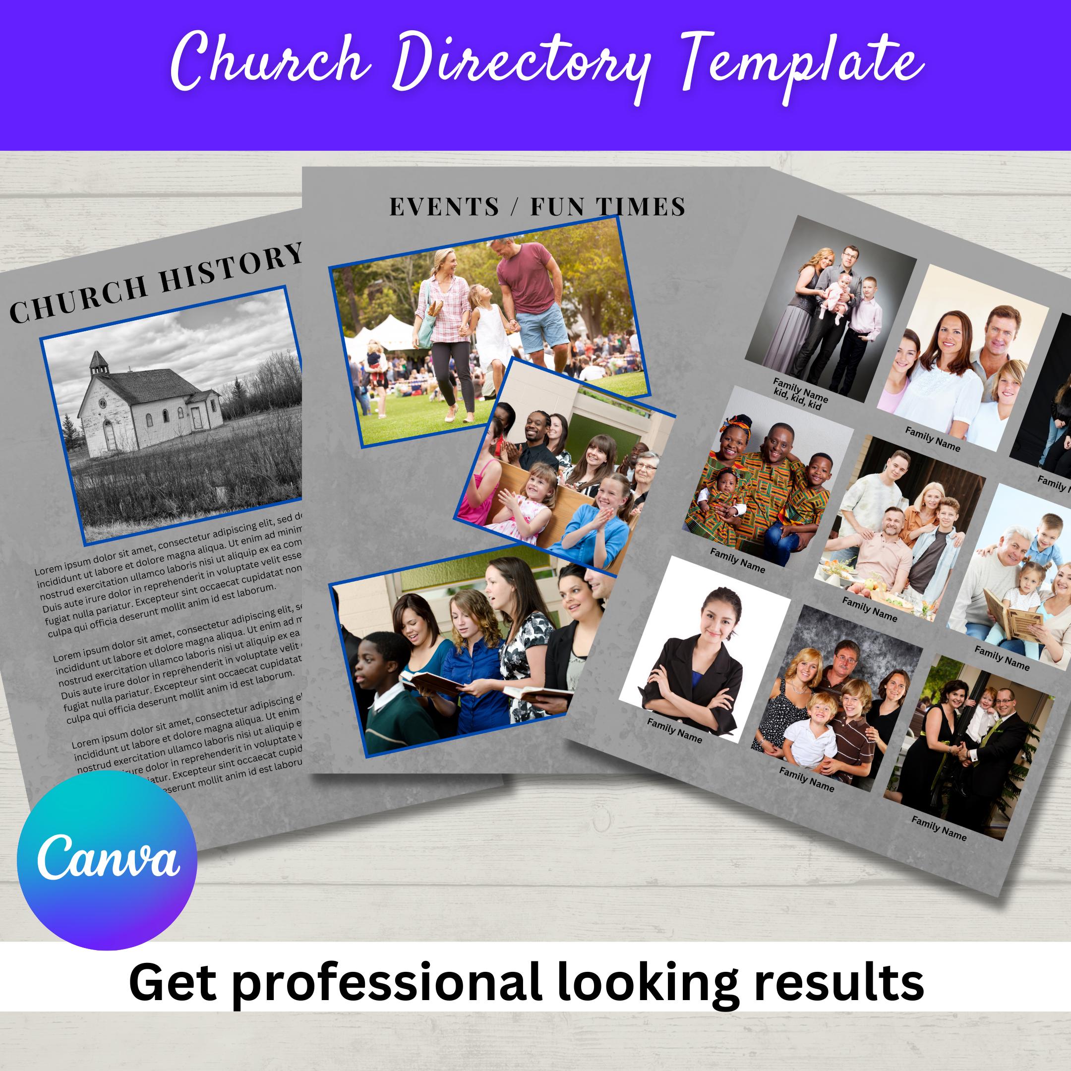 Church Directory Template Gray Background - Canva - Customize - 8 1/2 X ...