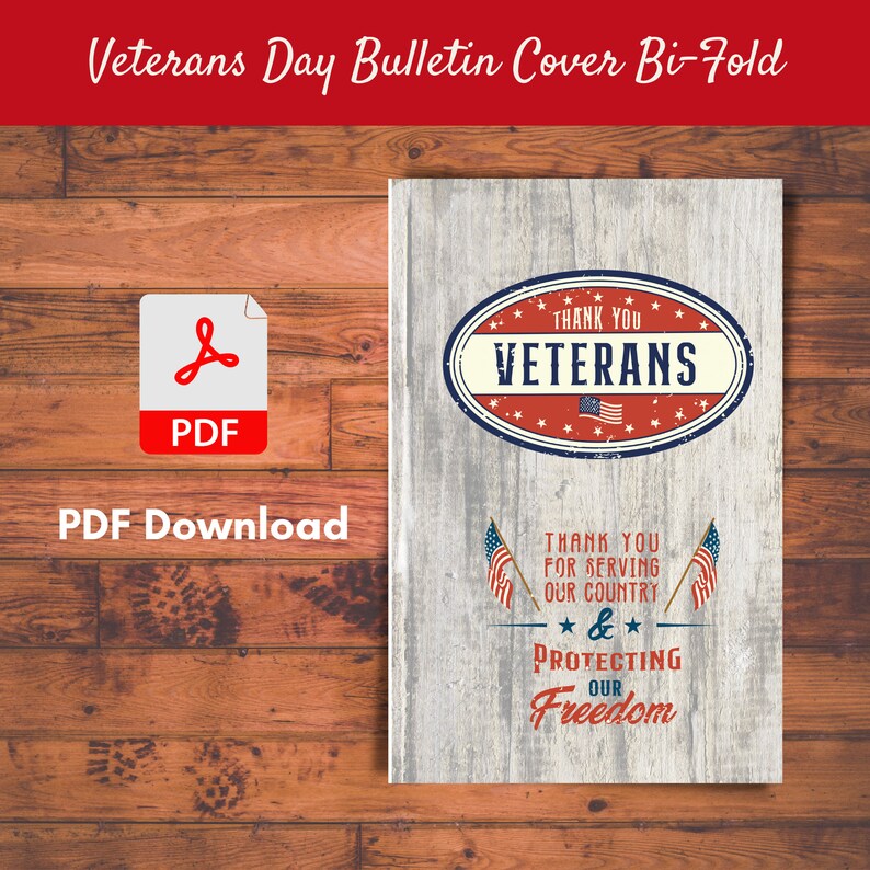 Veterans Day Bulletin Cover Veterans Program Flyer Bi-fold Design PDF ...