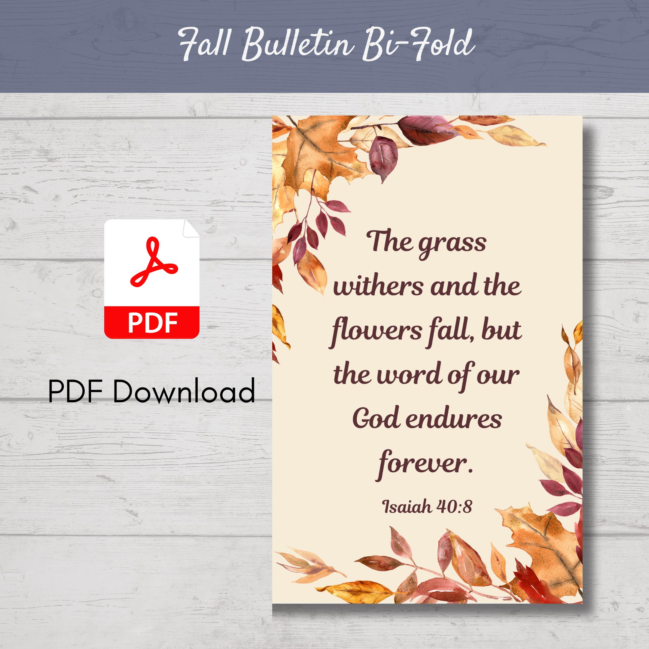 Fall Church Bulletin Cover | Bi-fold Design | PDF | Multi-purpose ...