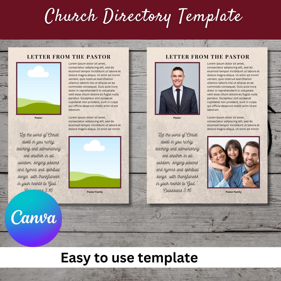 Church Directory Template - Canva - Customize - 8 1/2 X 11 - Membership ...