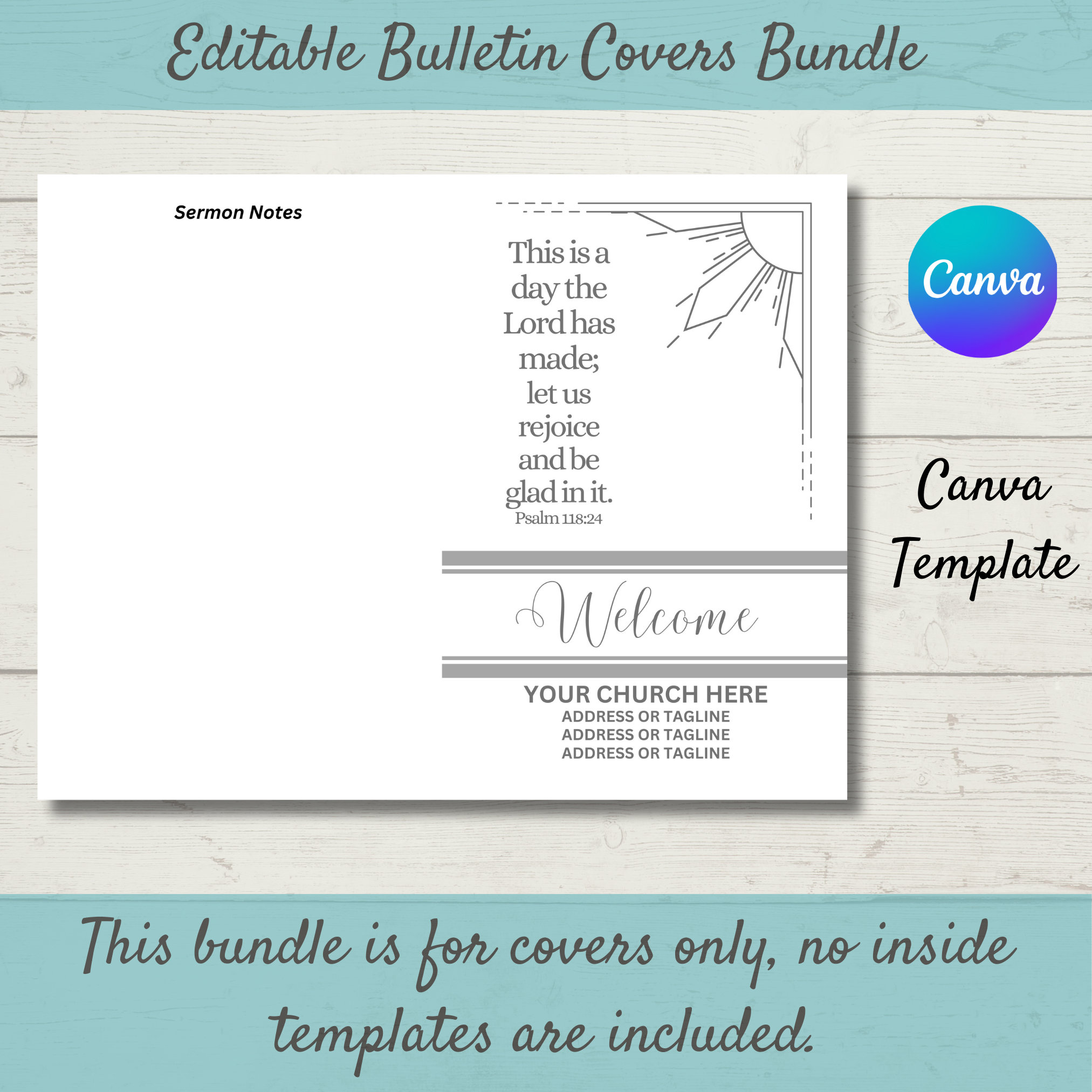 Church Bulletin Covers Template | Bi-fold Designs | Bundle Set of 5 - Etsy
