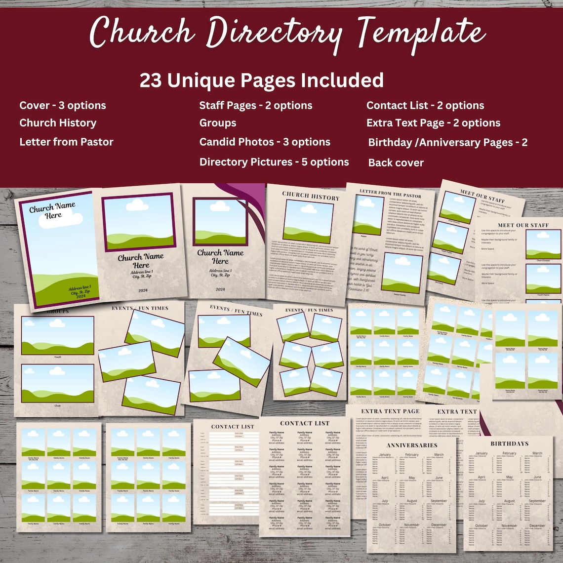 Church Directory Template - Canva - Customize - 8 1/2 X 11 - Membership ...