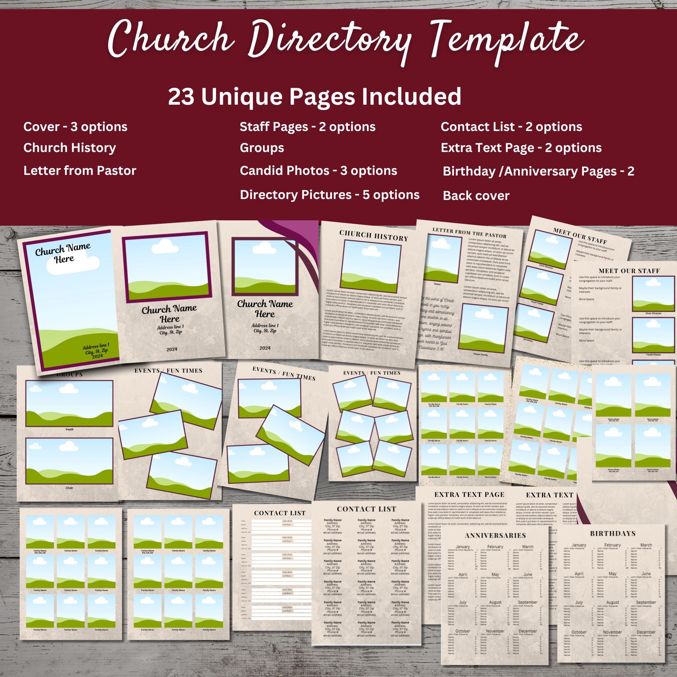 Church Directory Template - Canva - Customize - 8 1/2 X 11 - Membership ...