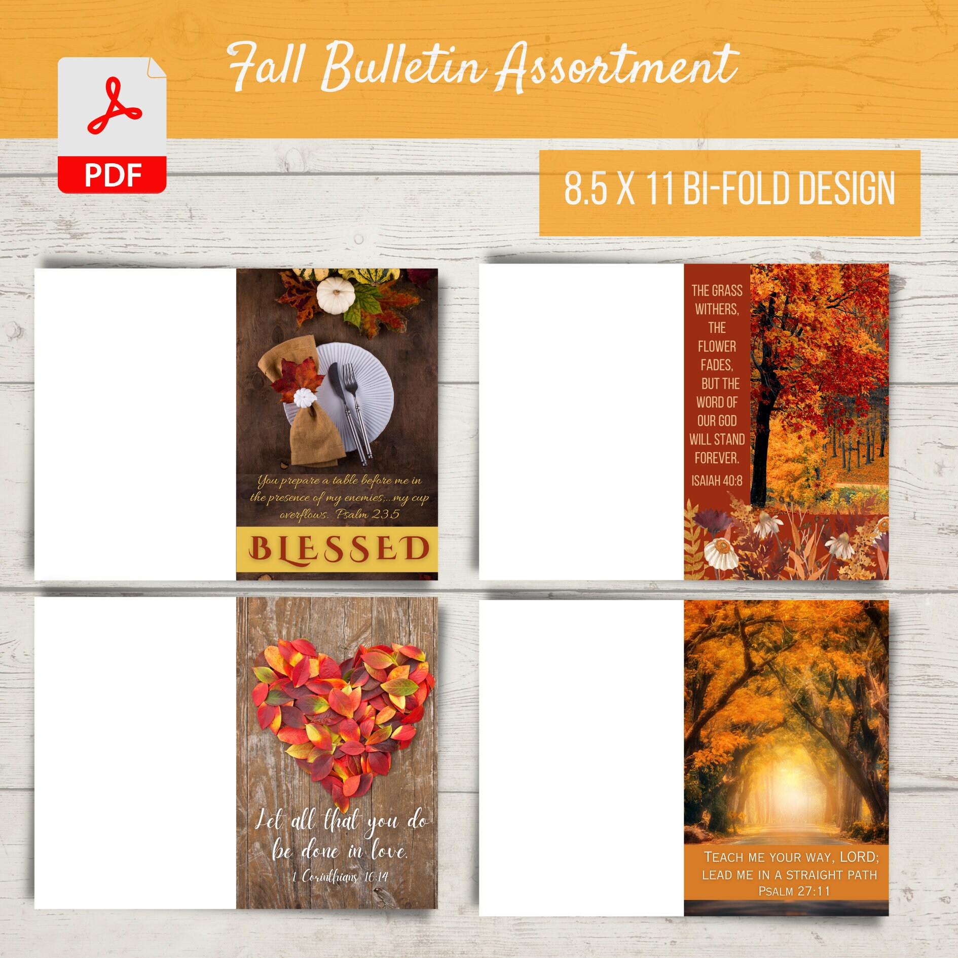 Fall Thanksgiving Church Bulletin Covers: Bi-fold Design (PDF) - Etsy