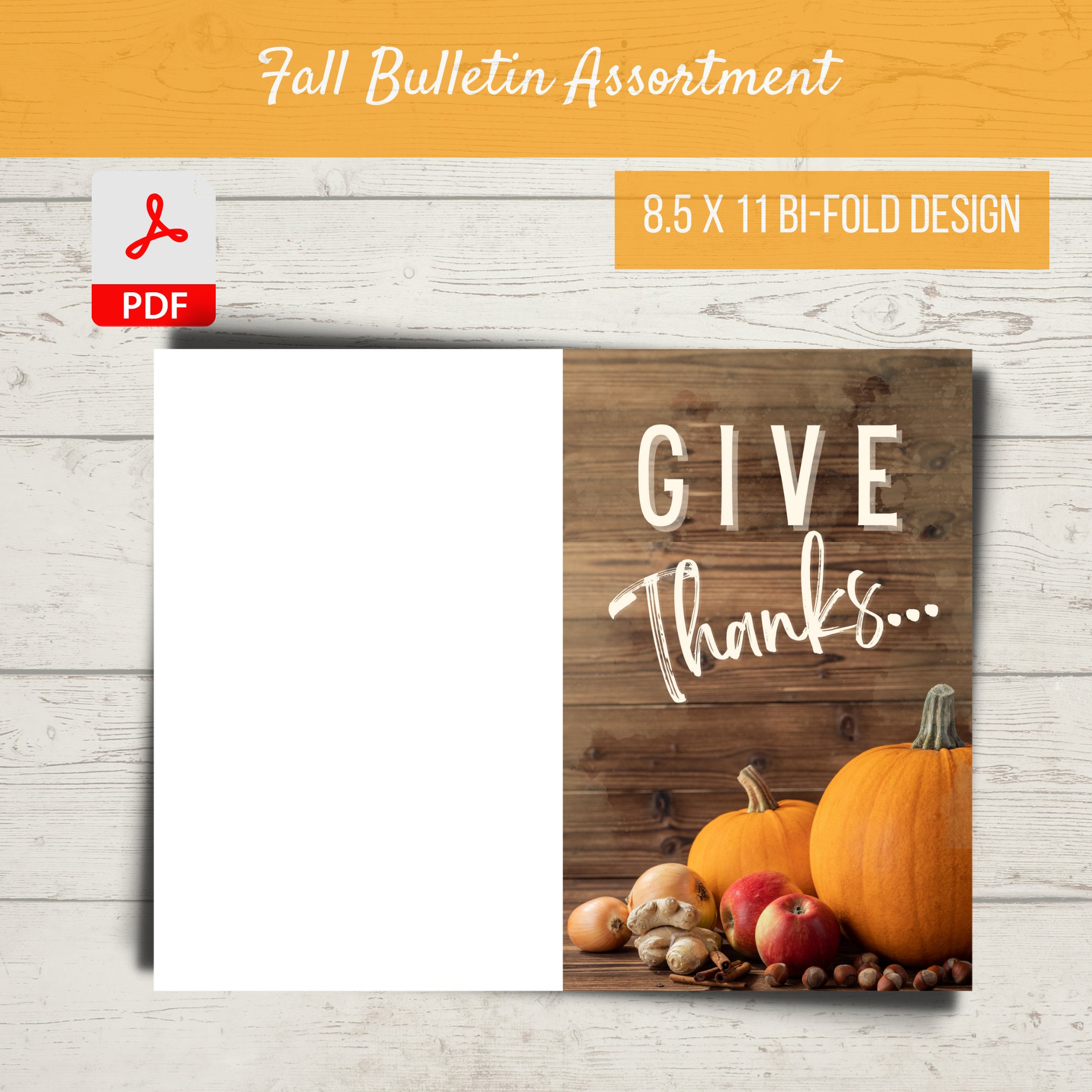 Fall Thanksgiving Church Bulletin Covers: Bi-fold Design (PDF) - Etsy