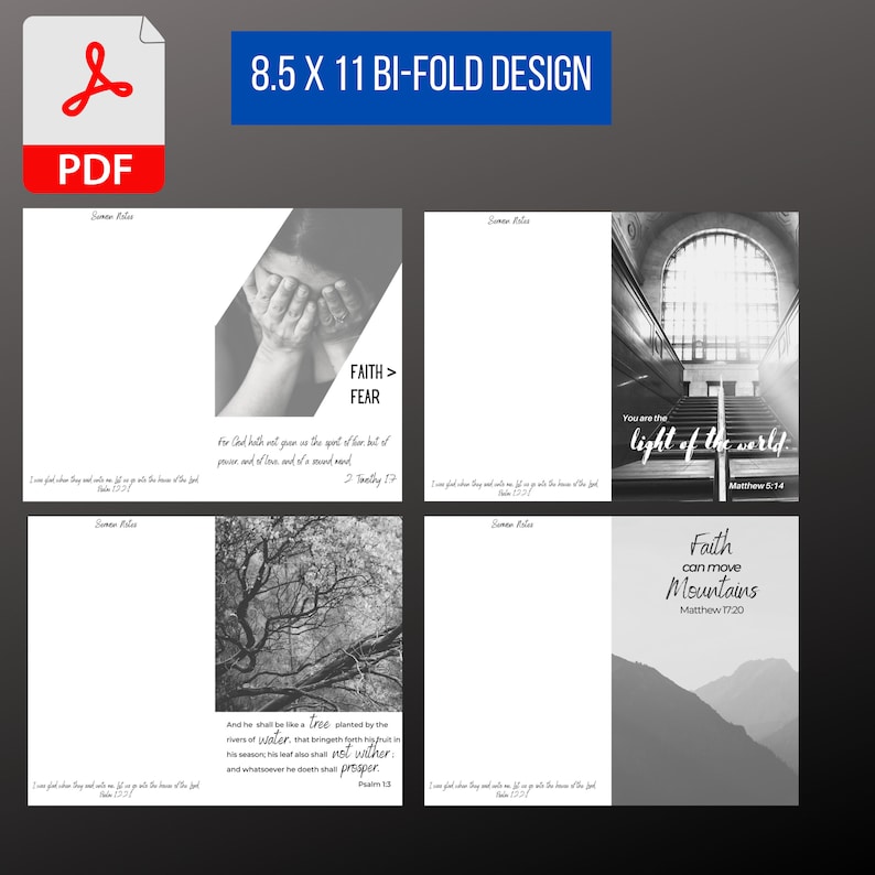 Church Bulletin Cover | PDF | Instant Download | Basic Grayscale Design ...