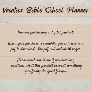 Vacation Bible School Planner - Instant Download - Etsy