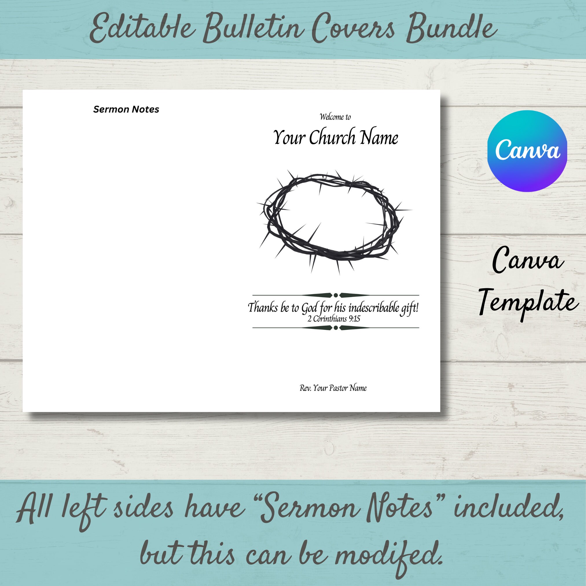 Church Bulletin Covers Template | Bi-fold Designs | Bundle Set of 5 - Etsy
