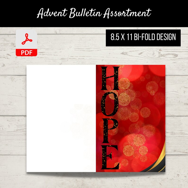 Advent Bulletin Covers | Red & Black, Hope, Joy, Peace, Love - Etsy