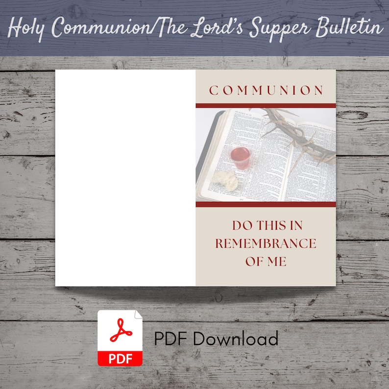 Holy Communion Church Bulletin Cover | Bi-fold Design (PDF) - Etsy