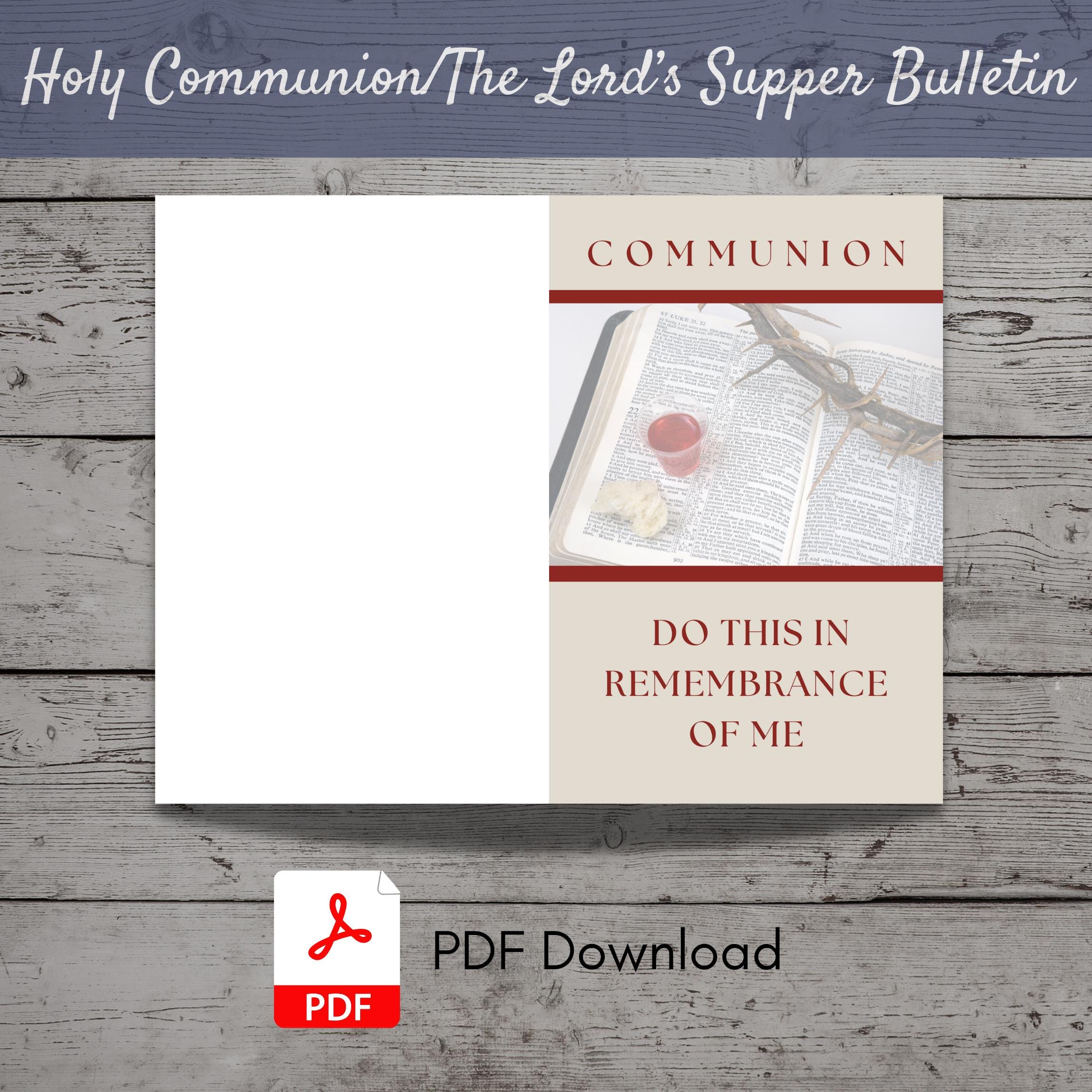 Holy Communion Church Bulletin Cover | Bi-fold Design (PDF) - Etsy