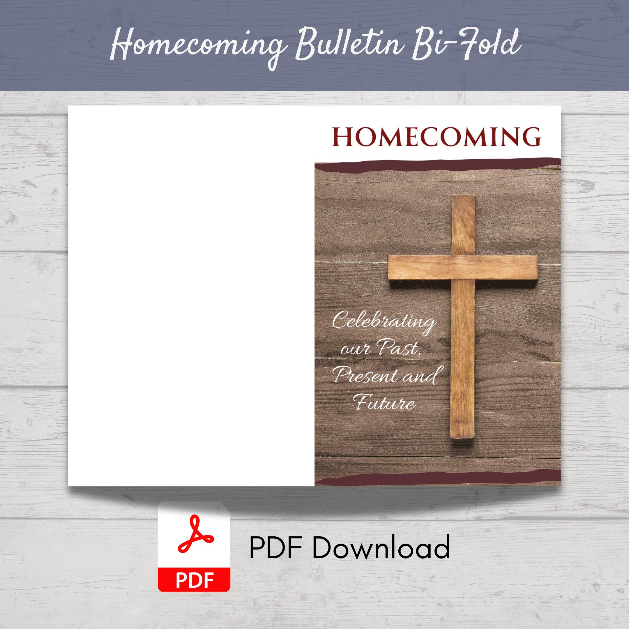 Homecoming Church Bulletin Cover | Rustic Cross | Celebrating Our Past ...
