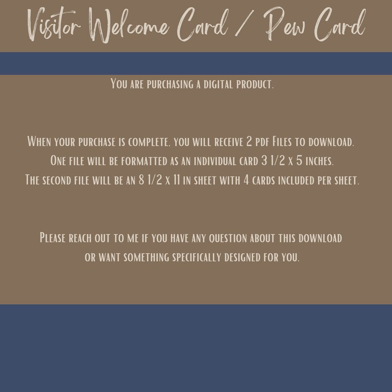 Church Visitor Welcome Card: Modern Pew Card (PDF) - Etsy