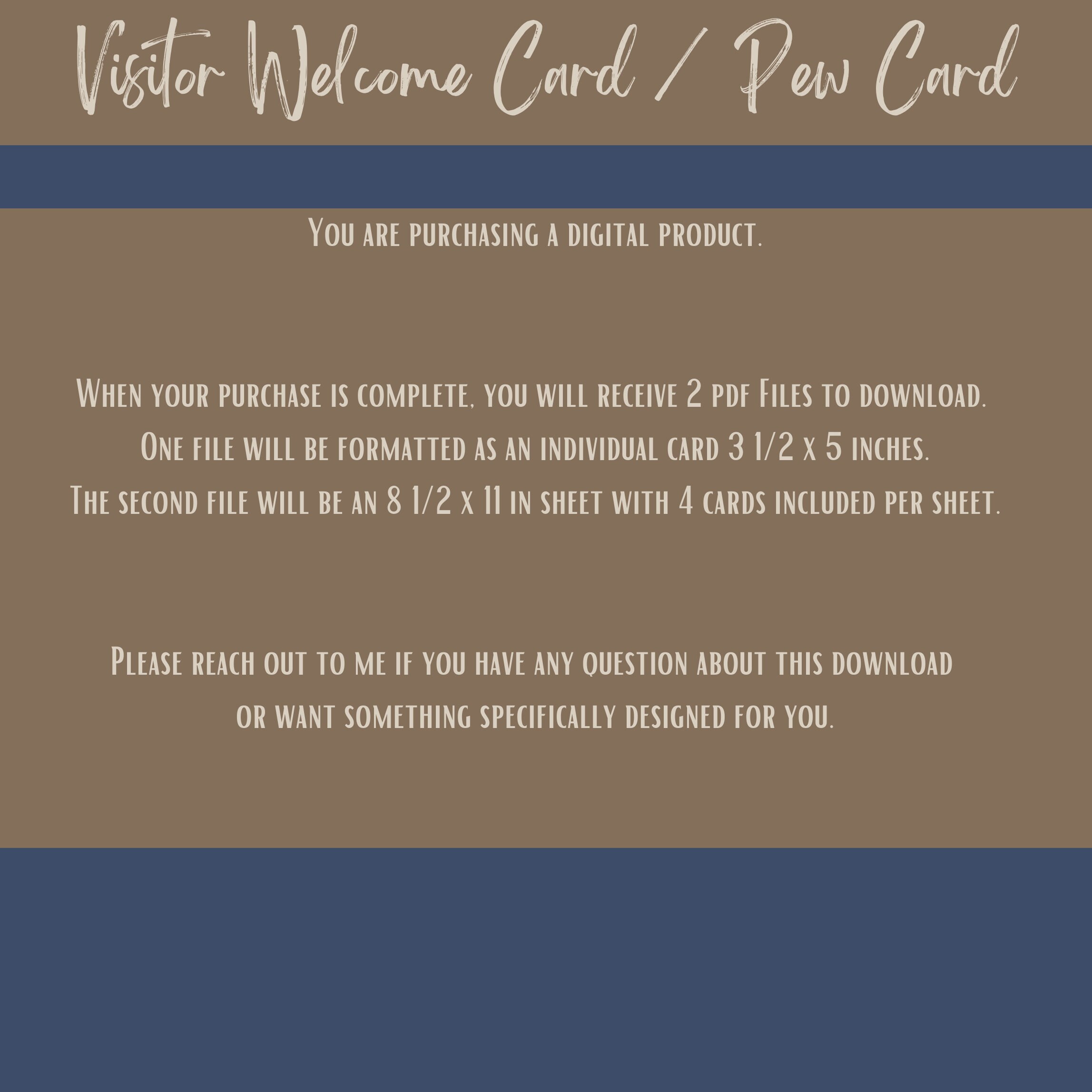 Church Welcome Card | Visitor Information Card | Pew Card | Connection ...