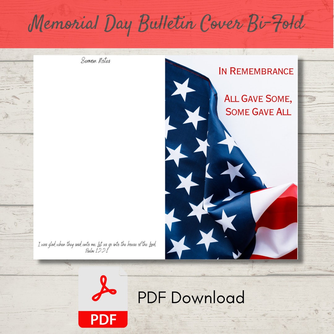 Memorial Day Bulletin Cover | Bi-fold Design | PDF - Etsy