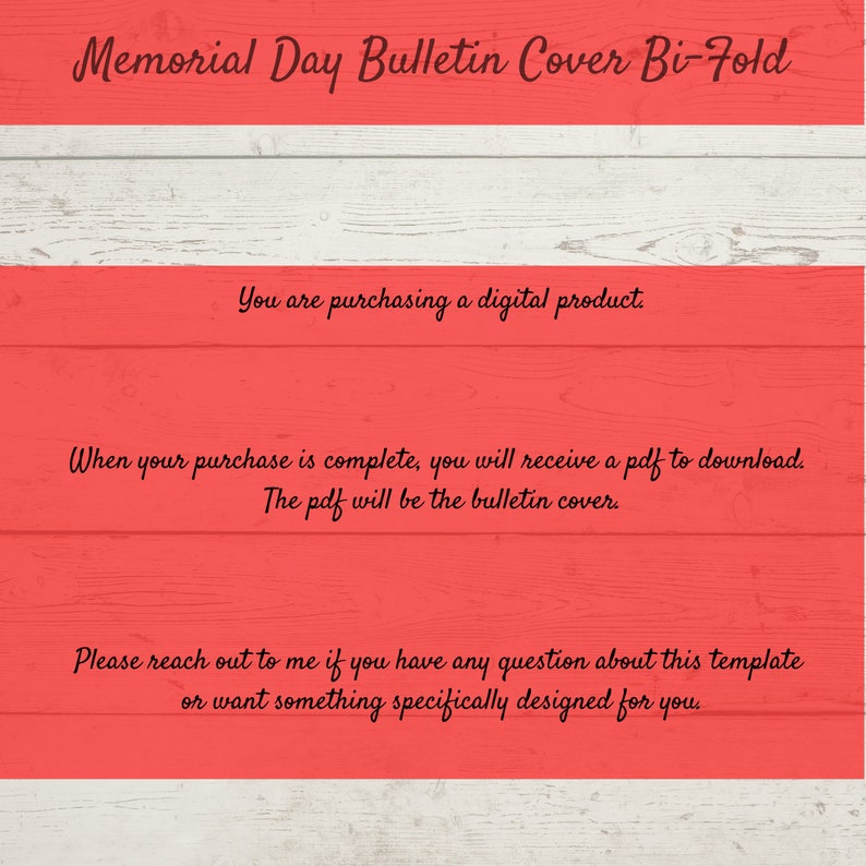 Memorial Day Bulletin Cover | Bi-fold Design | PDF - Etsy